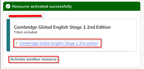 How to activate resources using a code from a book or a card – Cambridge GO