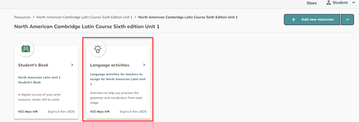 How do I access a language activity as a student? – Cambridge GO