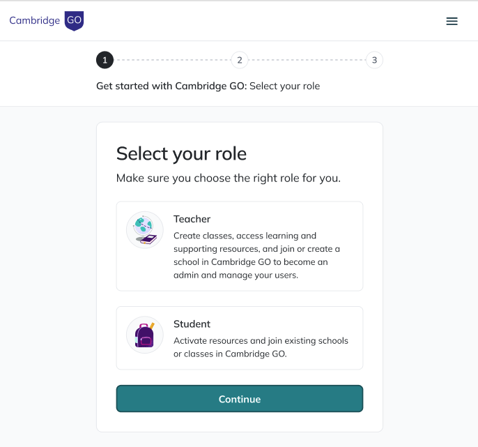 Setting up your account – Cambridge GO