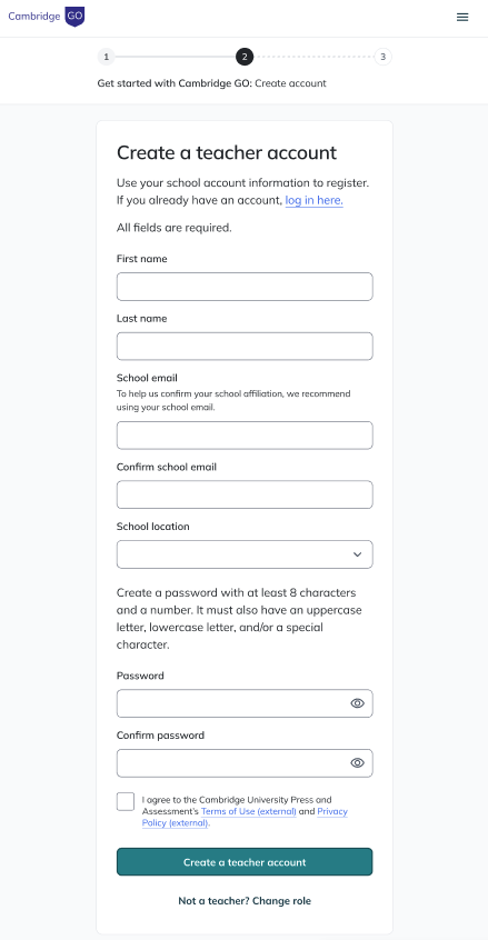 Setting up your account – Cambridge GO